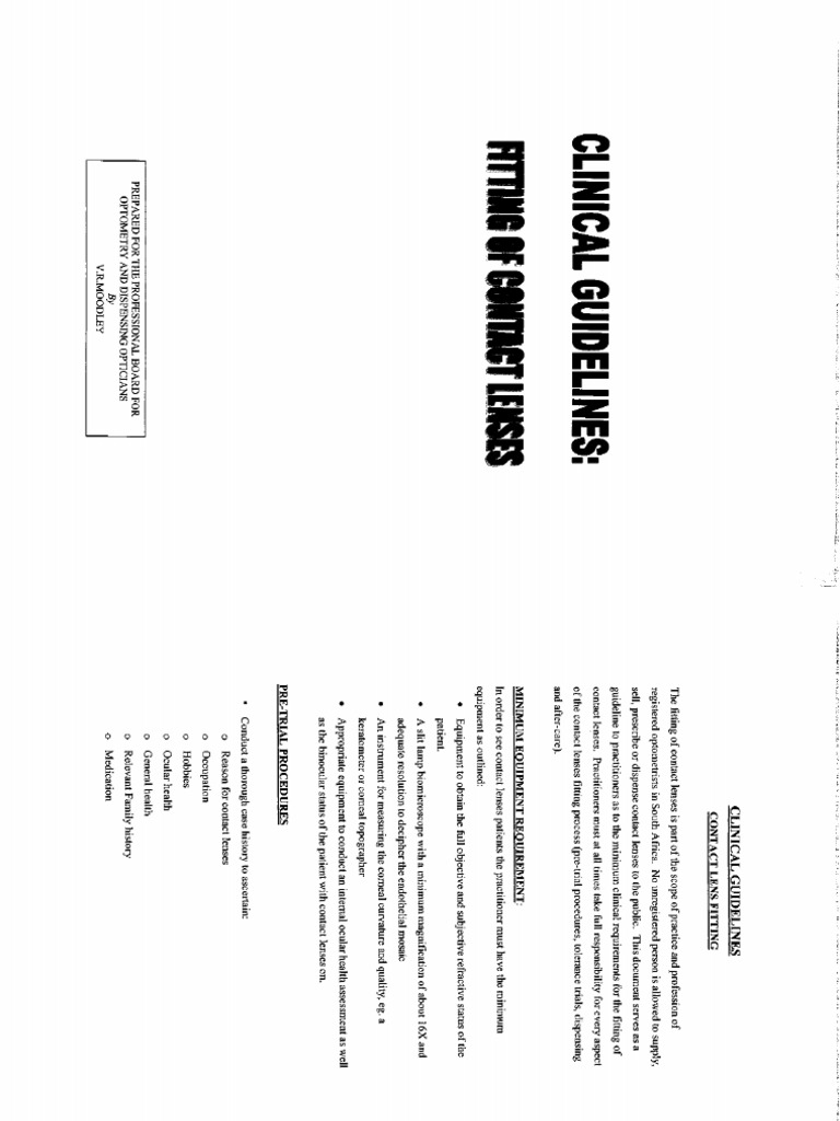 Clinical Guidelines On The Fitting of Contact Lenses | PDF