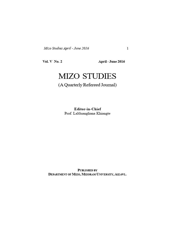 Mizo Studies Vol. V No. 2 April June. 2016 | PDF