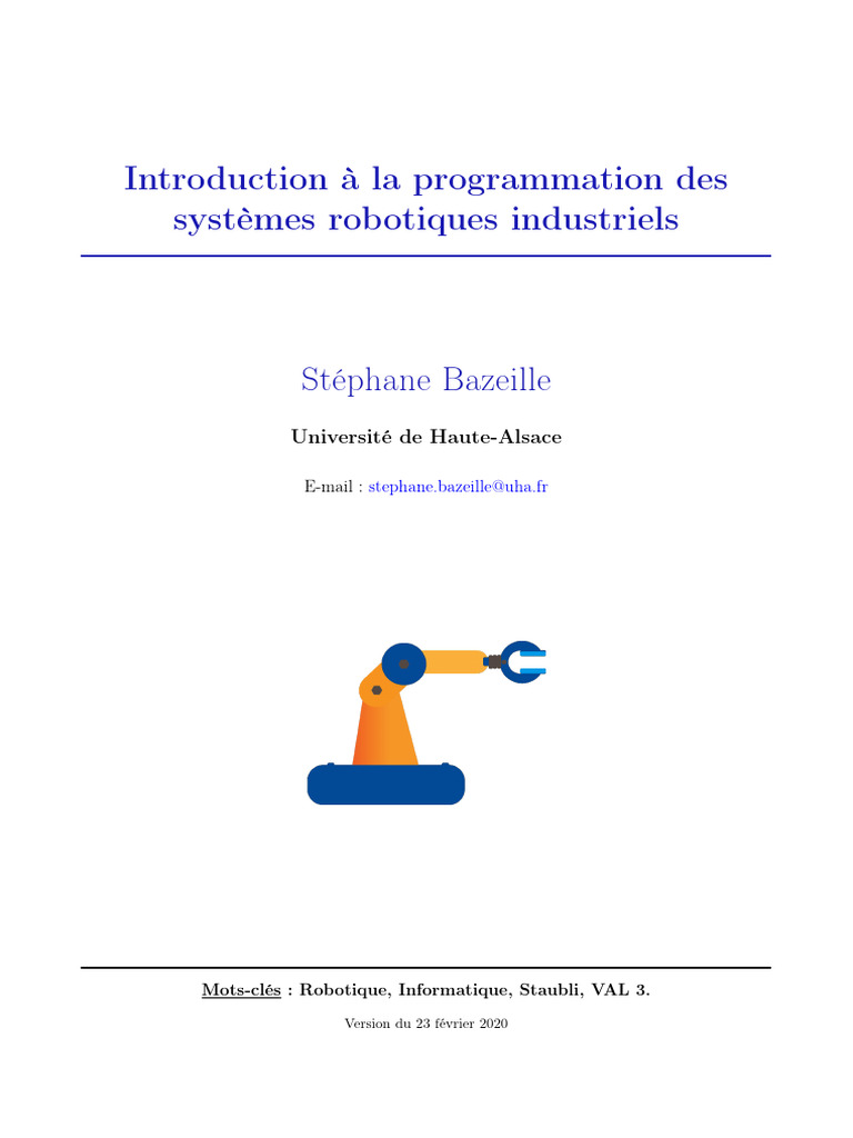 Introduction À La Programmation Des Systèmes Robotiques Industriels ...