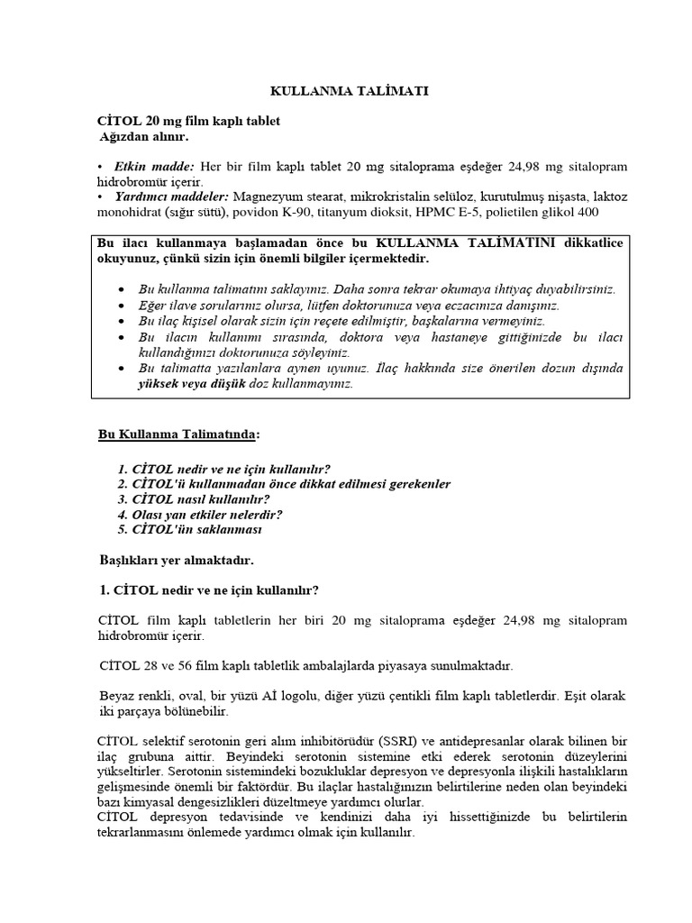 Citol How To Use | PDF