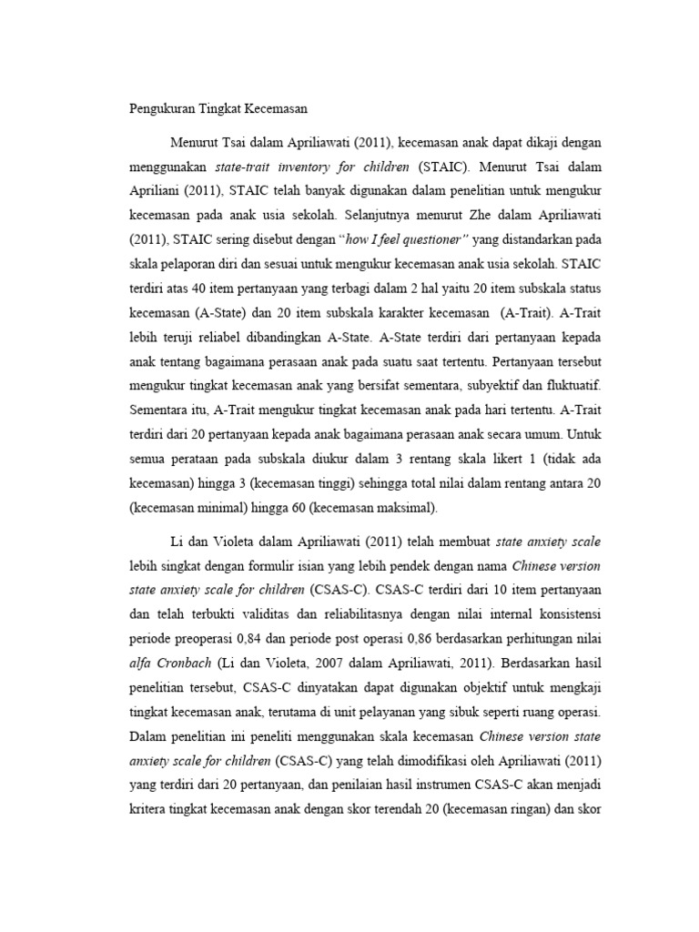 Pengukuran Tingkat Kecemasan Pdf