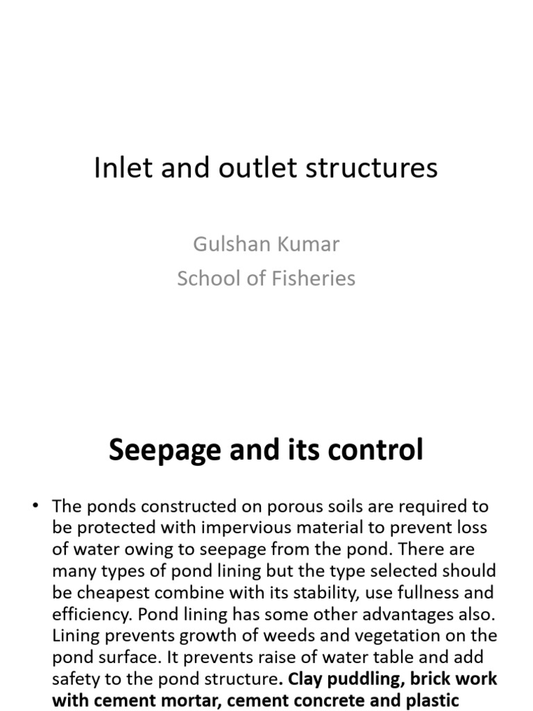 Inlet and Outlet Structures for Ponds | PDF | Drainage | Clay