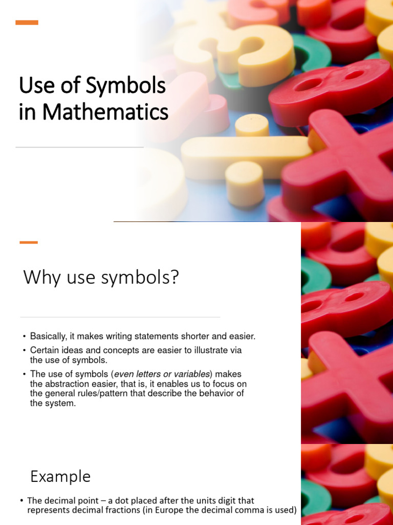 Lec 2.1 Use of Symbols in Mathematics | PDF | Numbers | Multiplication