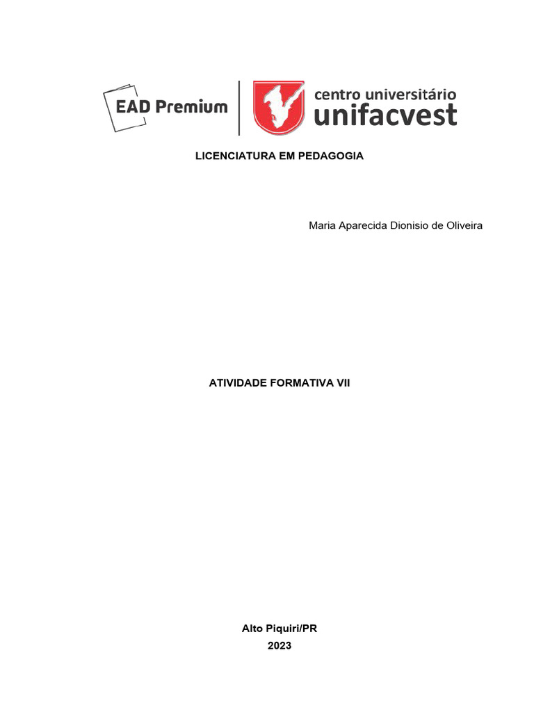 ATIVIDADE FORMATIVA VII - Módulo 7B | PDF