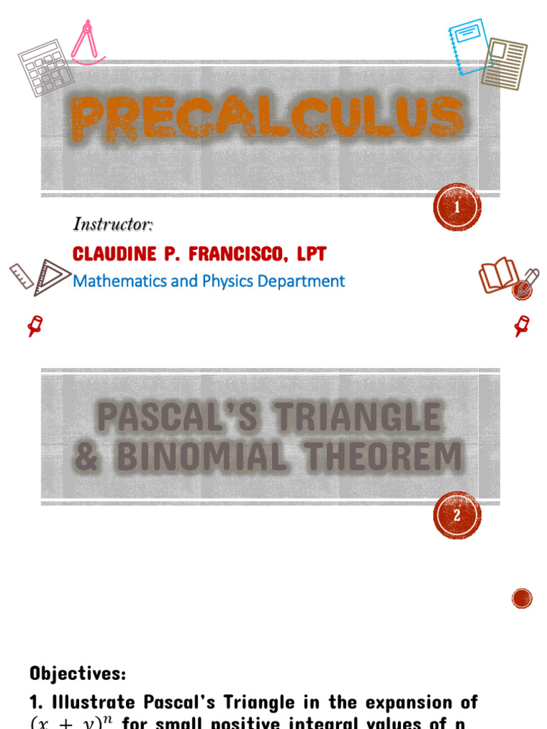 Chapter 4 Pascal Triangle and Binomial Theorem | PDF | Arithmetic ...