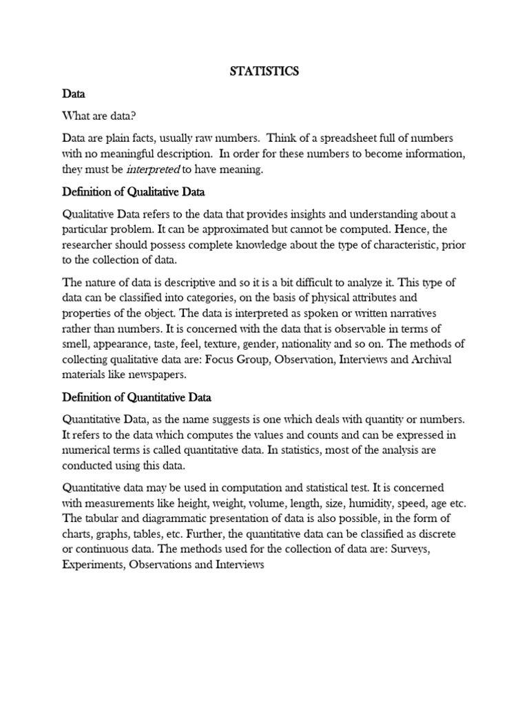 Unit 3-Statistics | PDF | Level Of Measurement | Statistics