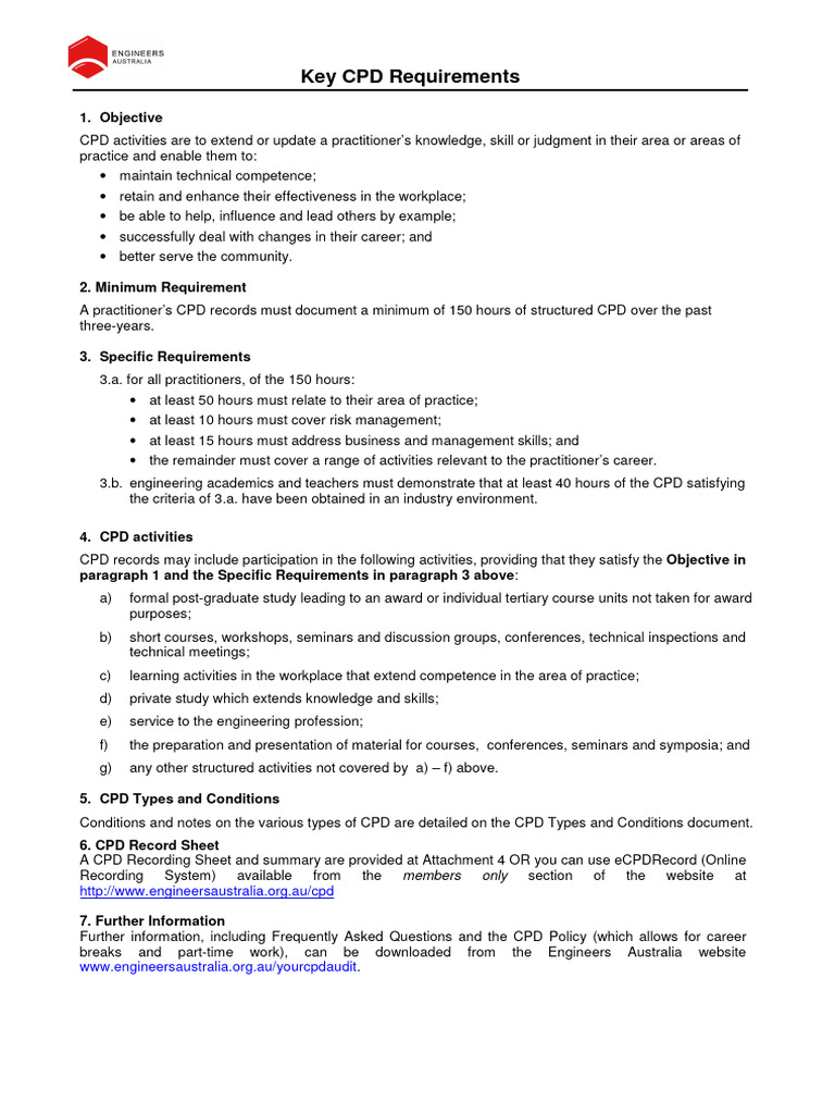 Key CPD Requirements | PDF | Professional Development