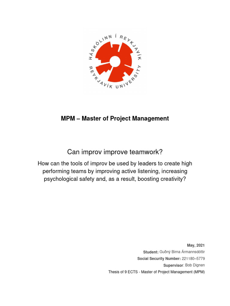 Can Improv Improve Teamwork | PDF | Improvisational Theatre | Improvisation