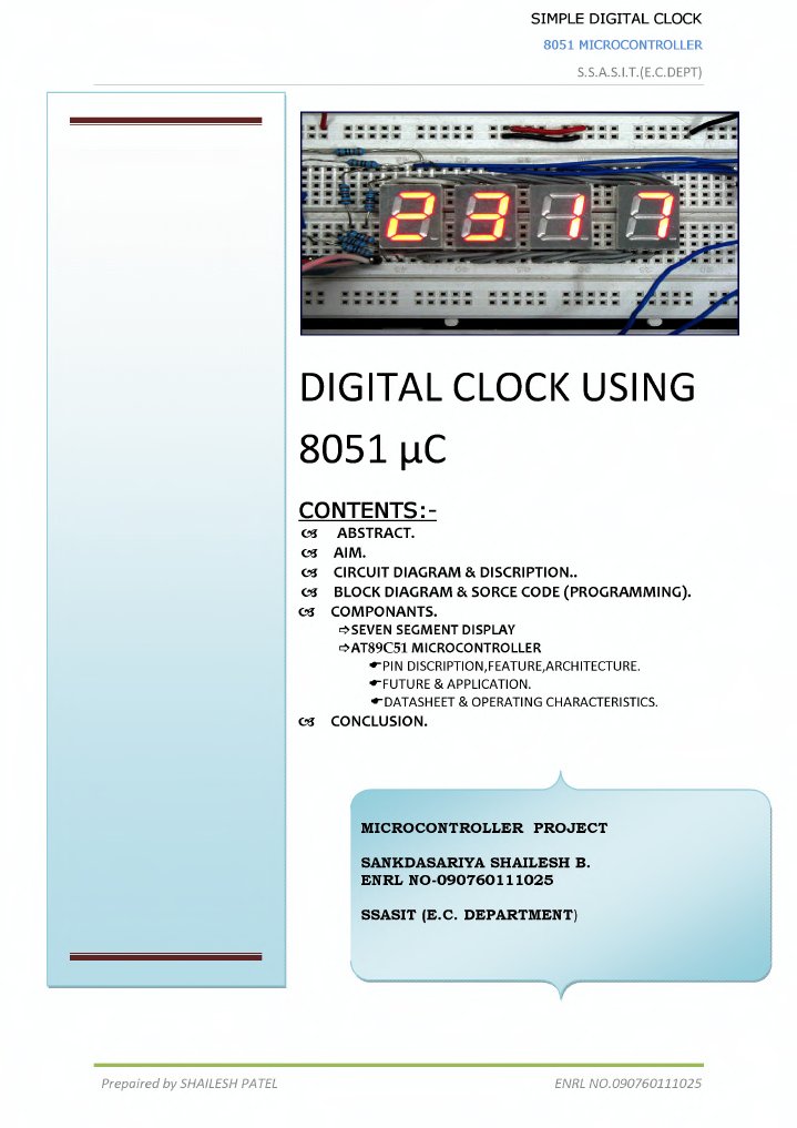 8051 Based Digital Clock Pdf 