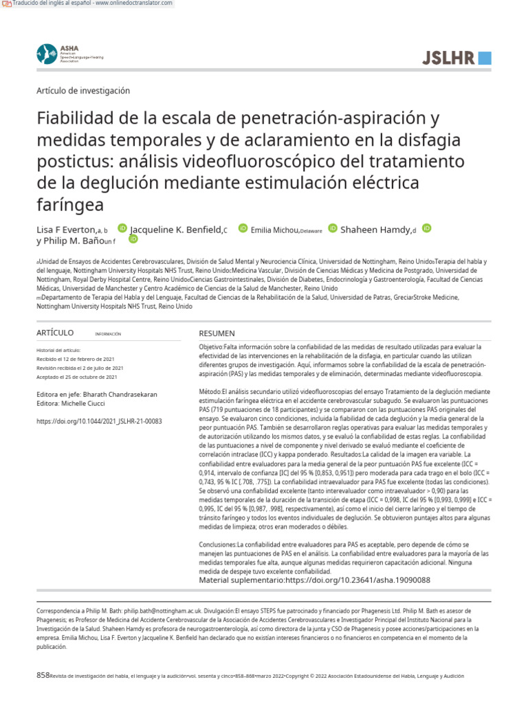Reliability of The Penetration-Aspiration Scale and Temporal and ...