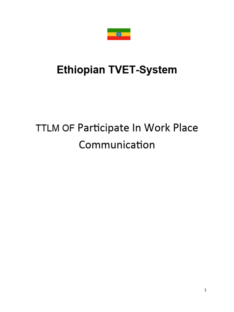 Ethiopian TVET Workplace Communication Guide | PDF | Communication ...