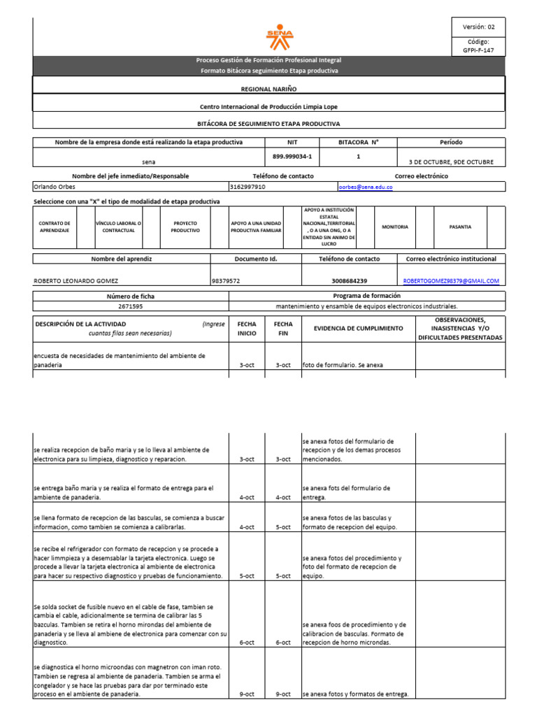 BITACORA Sena FINAL | PDF