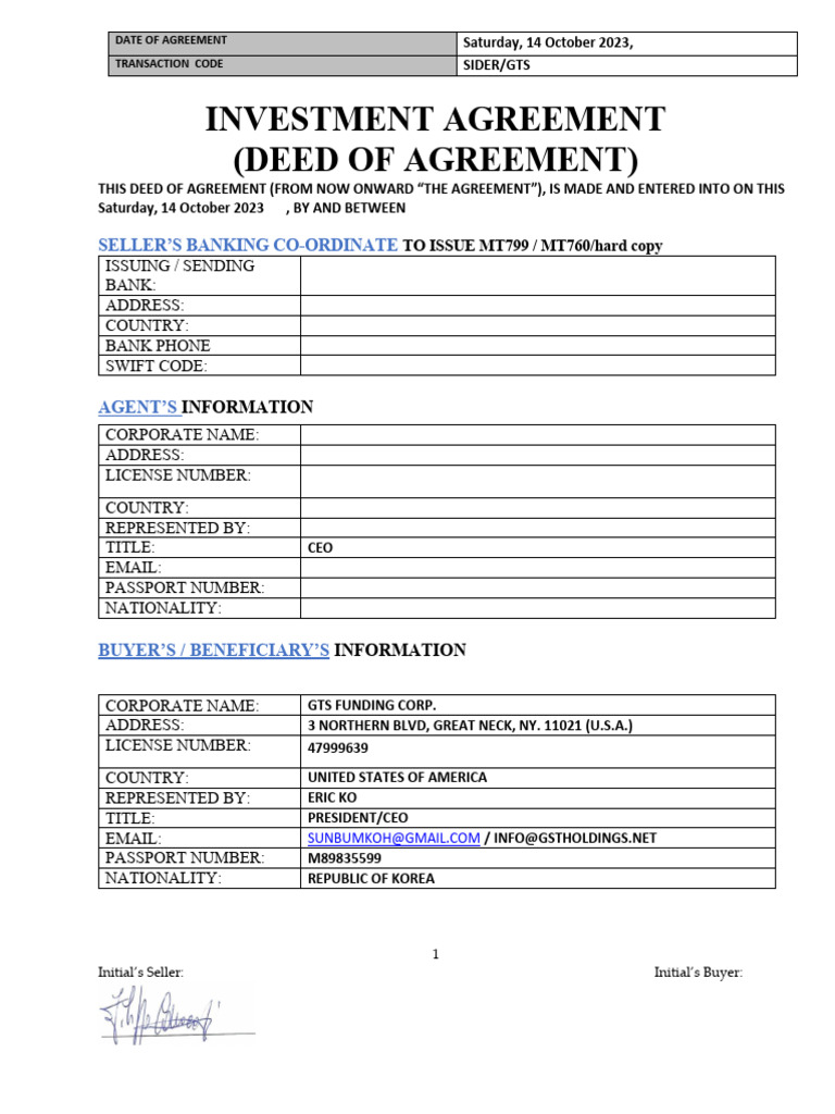 Draft Doa Sblc_2022 Gts | PDF