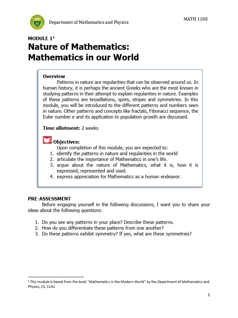Math 1100 Module 1 | Download Free PDF | Pattern | Interest