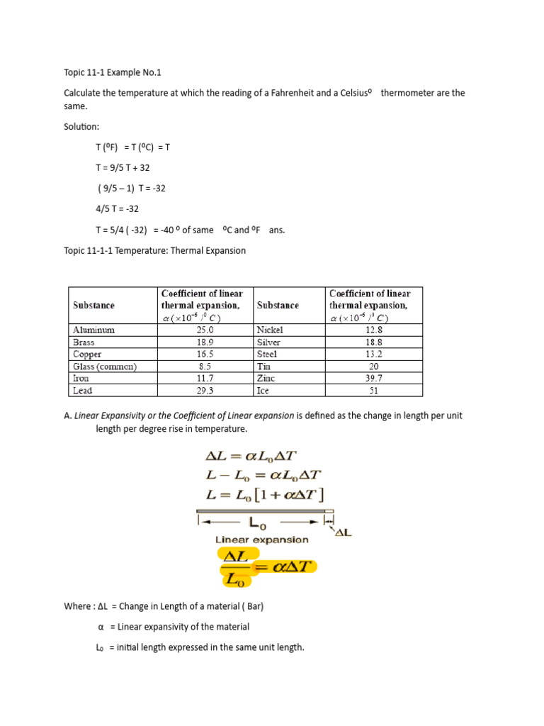 Topic 11 - 1 Thermal Expansion Example | PDF