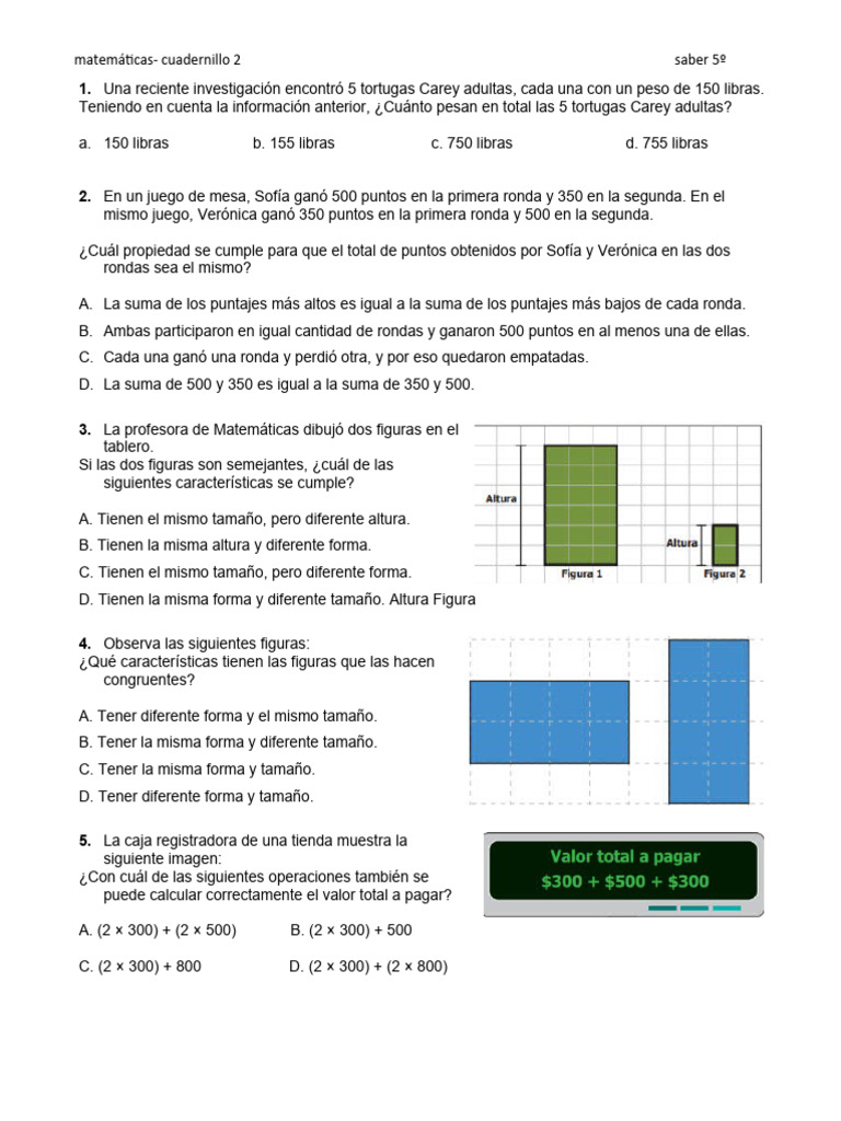 Cuadernillo Matematicas 5-2 | PDF