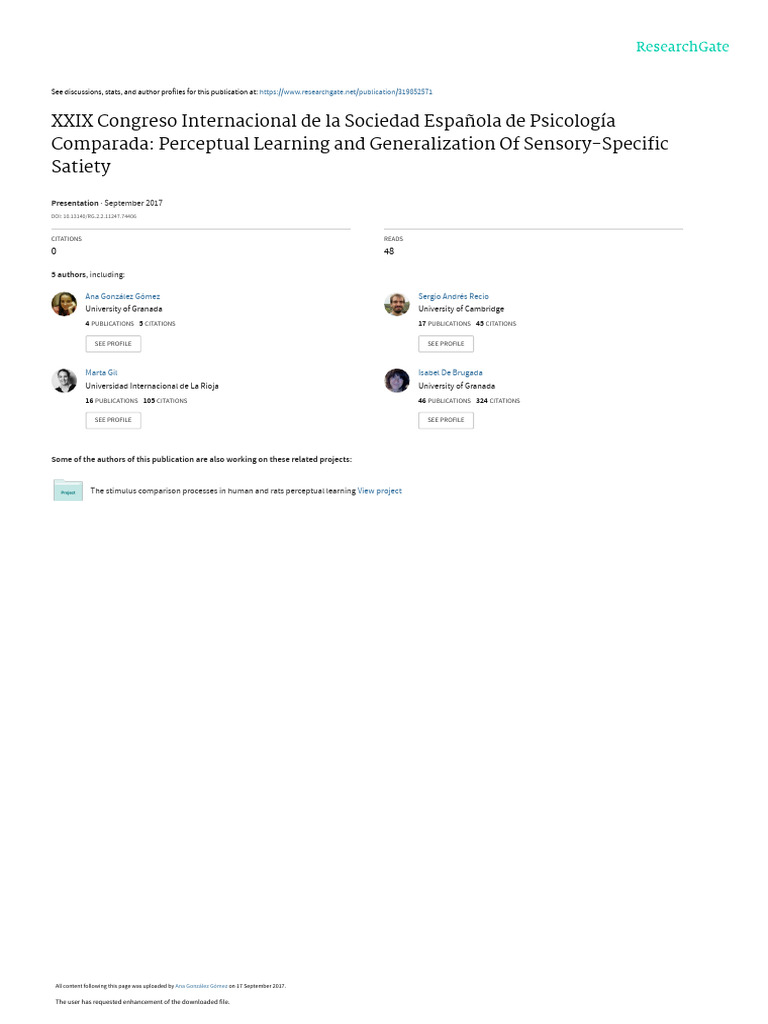 Perceptual Learning in Sensory-Specific Satiety | PDF | Perception ...