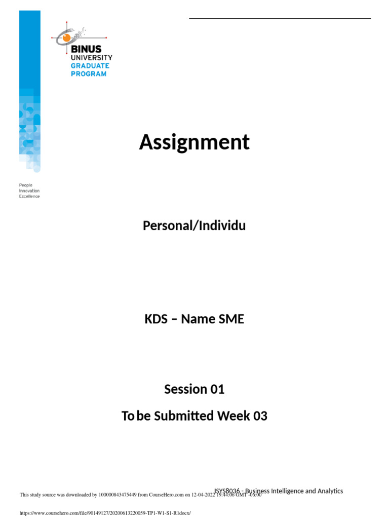 Assignment: Personal/Individu | PDF