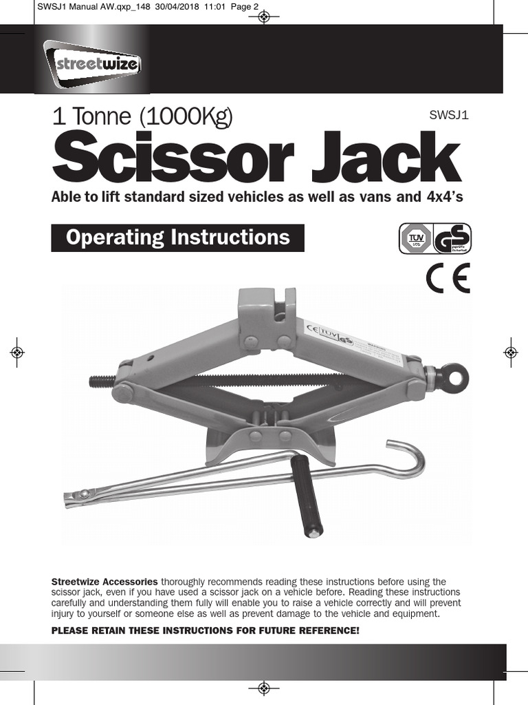 Scissor Jack: 1 Tonne (1000Kg) | PDF | Vehicles | Manual Transmission