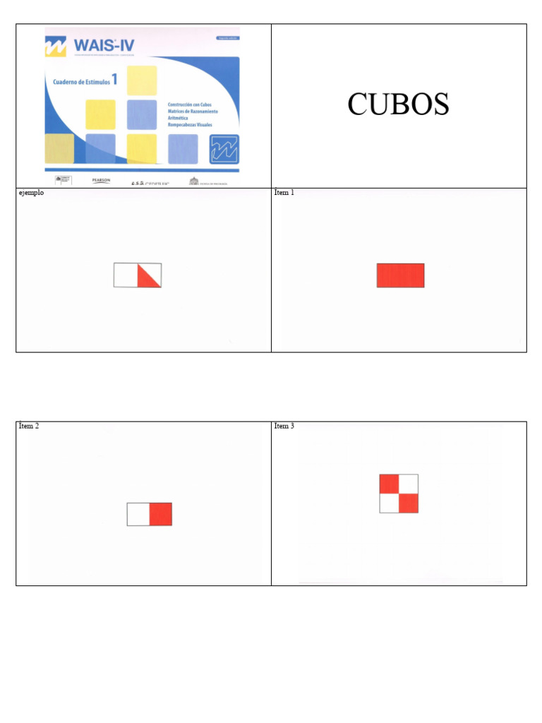 CUADERNILLO WAIS IV cubos | PDF