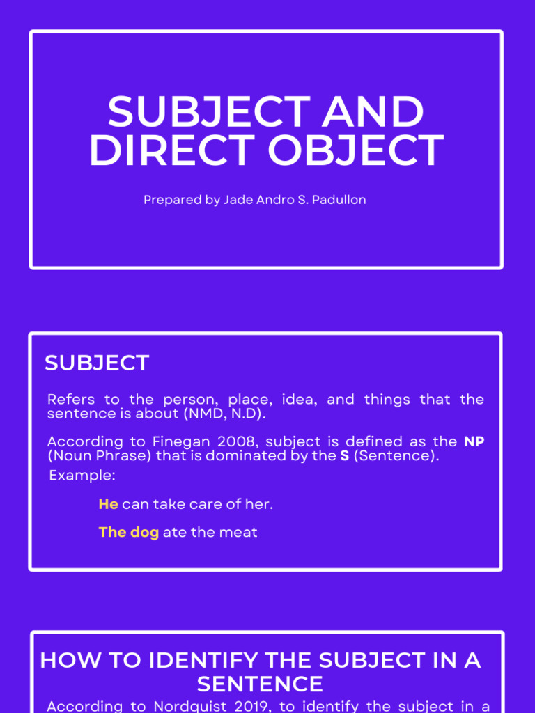 Padullon_C5_Subject and Direct Object_PPT | PDF | Subject (Grammar ...