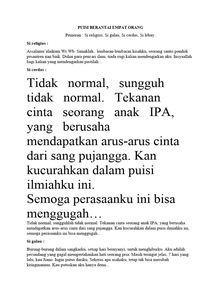Puisi Berantai Empat Orang | PDF