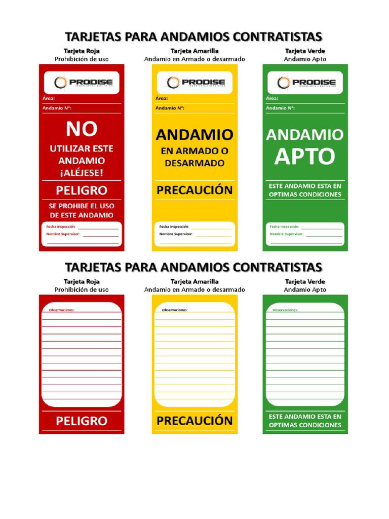 Tarjeta para Andamios | PDF