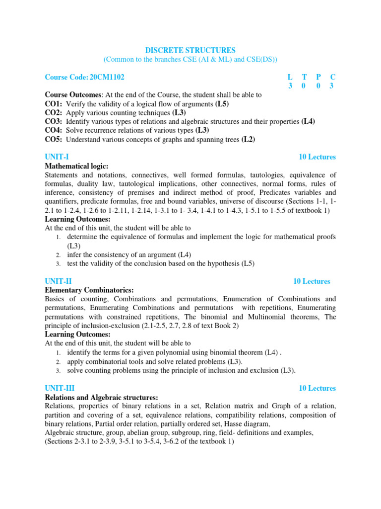 3.discrete Structures | PDF | Recurrence Relation | Combinatorics 3.discrete Structures | PDF | Recurrence Relation | Combinatorics