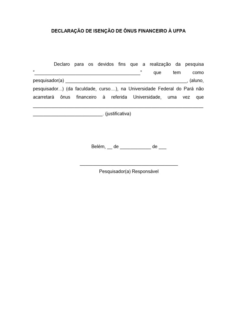 Declaracao de Isencao Onus Financeiro | PDF Declaracao de Isencao Onus Financeiro | PDF