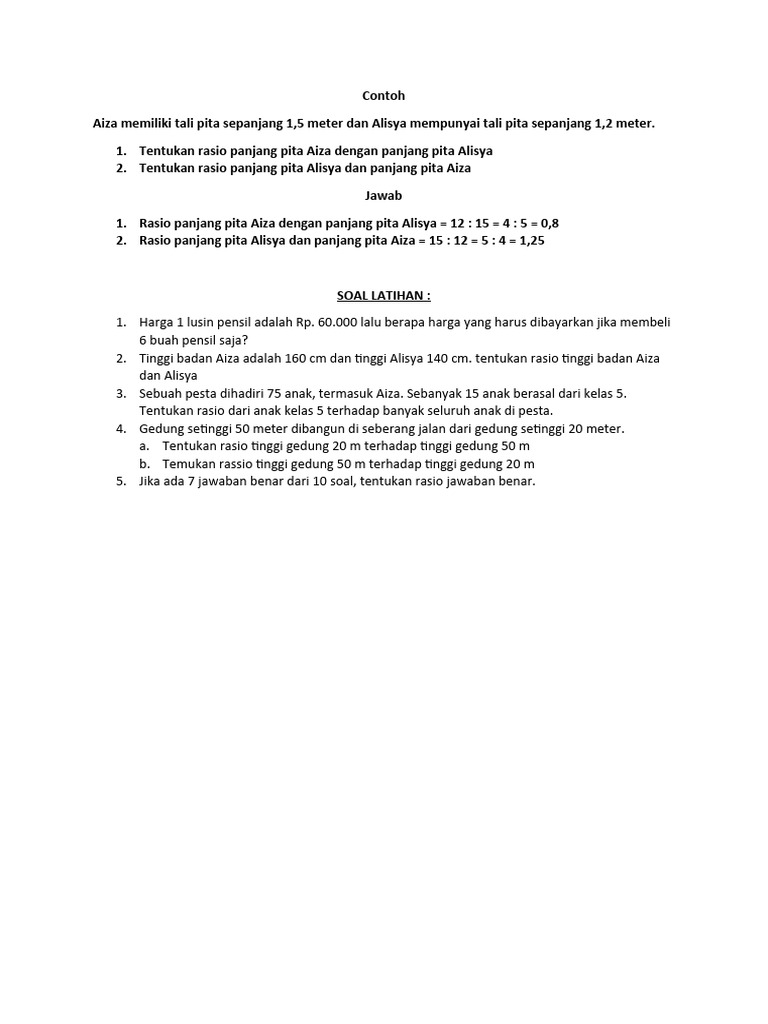 Contoh soal rasio | PDF