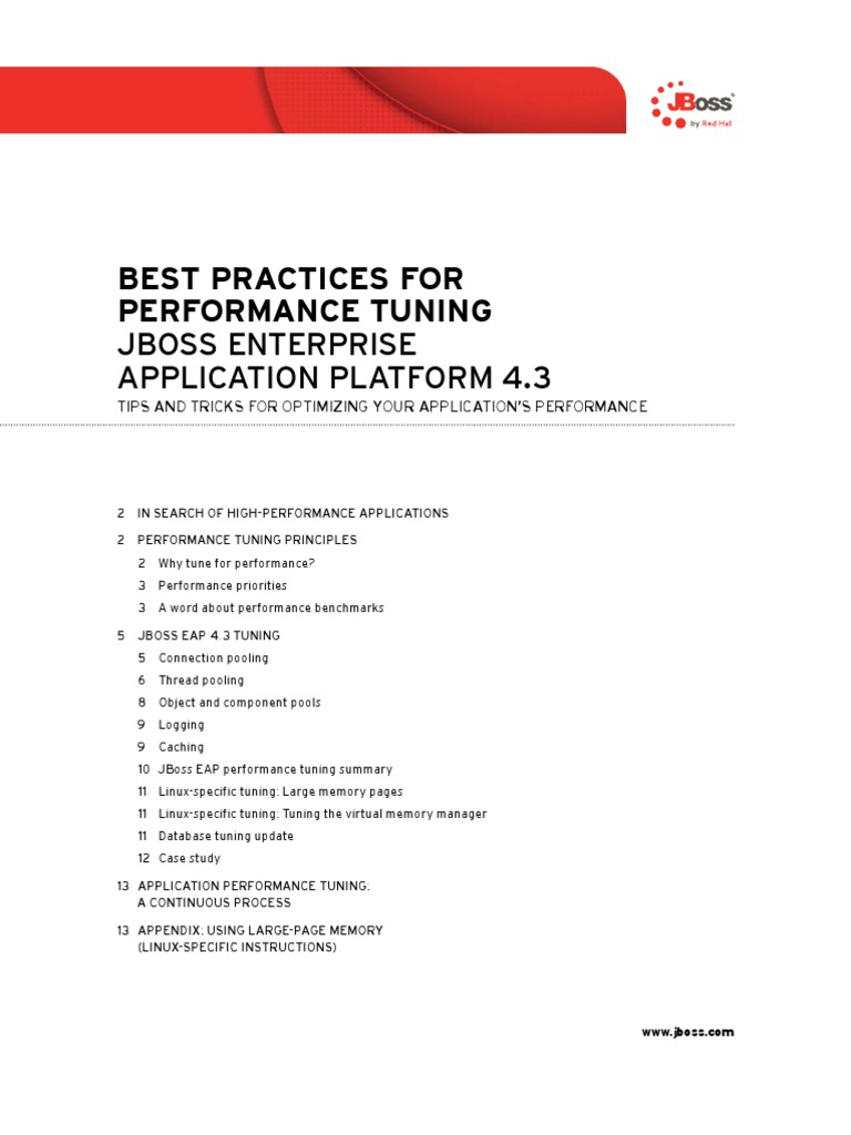 Best Practices For Performance Tuning JBoss Enterprise Application Platform 4.3 | PDF ...