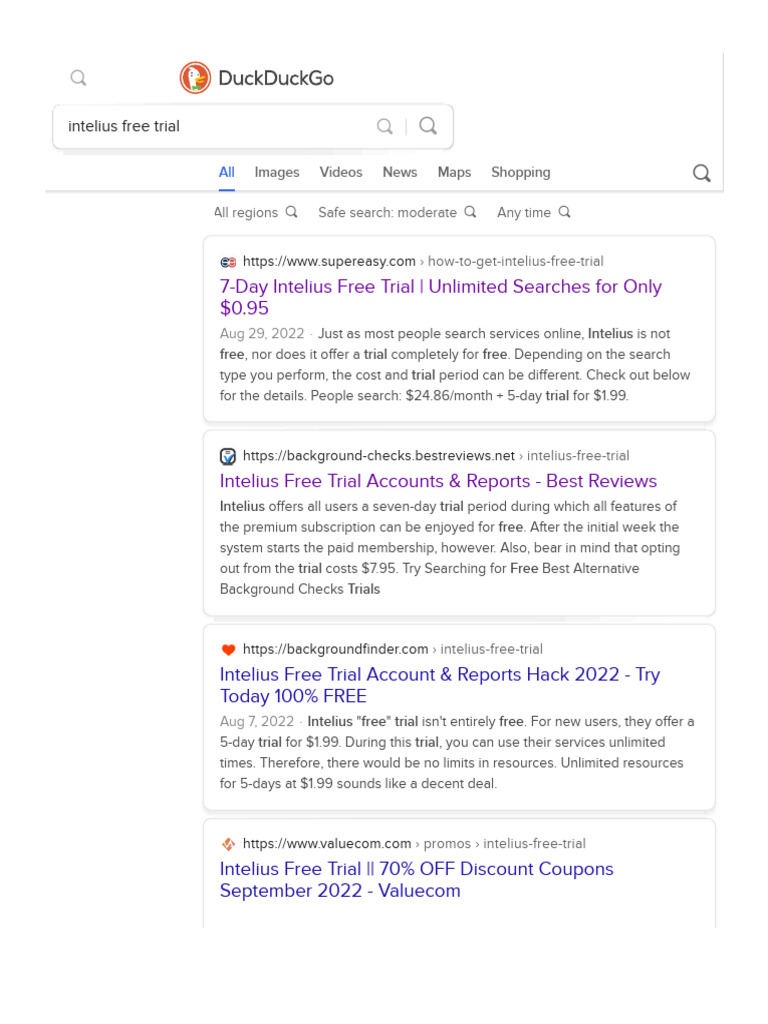 Intelius Free Trial at DuckDuckGo | PDF | Service Industries | Online Services