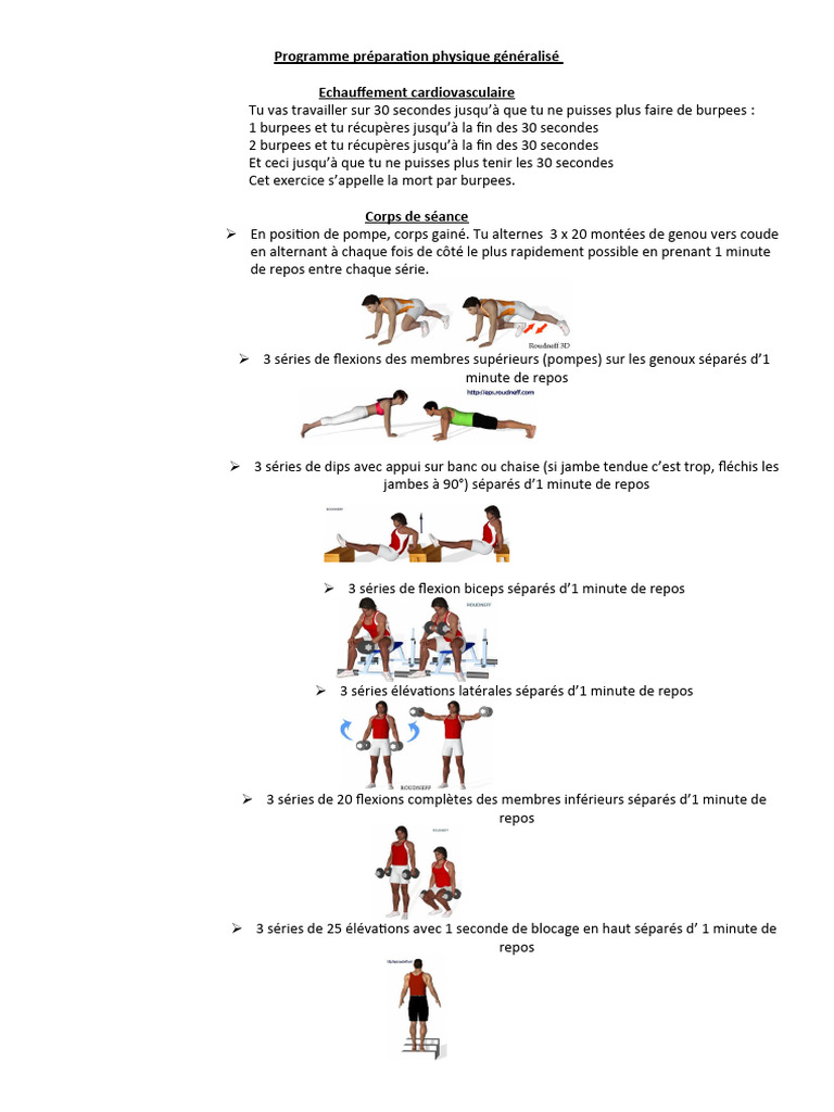 Programme de Préparation Physique Générale | PDF