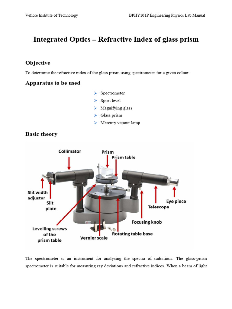 Refractive Index of Prism | Download Free PDF | Refractive Index | Refraction