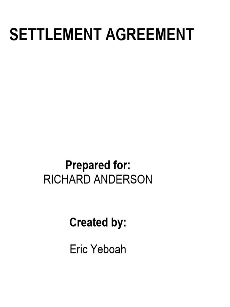 Settlement Agreement | PDF | Law