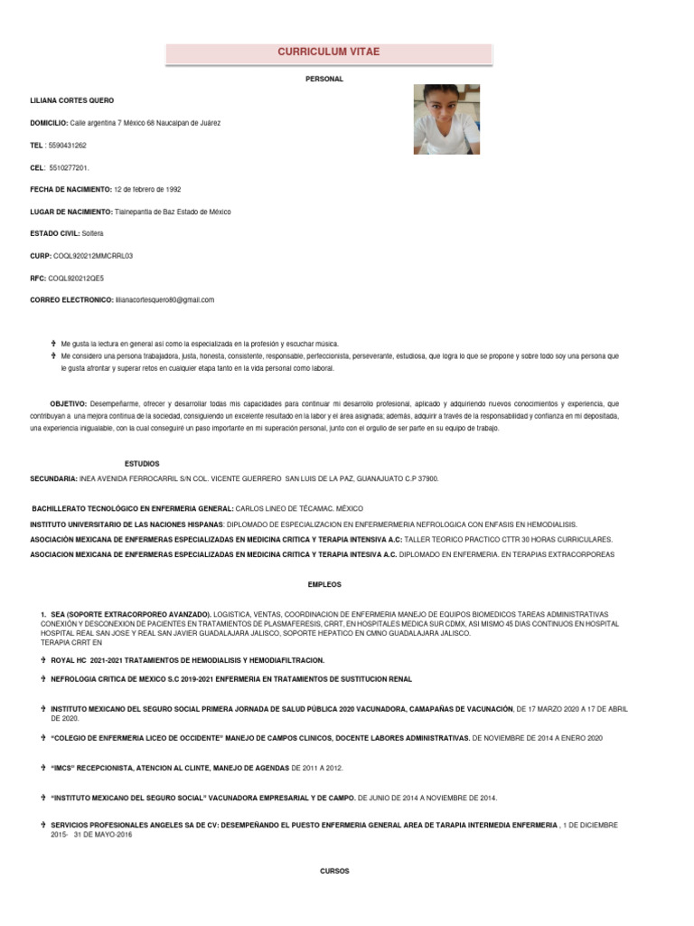 Curriculum Liliana Actualizado.2023 | PDF | Hospital | México