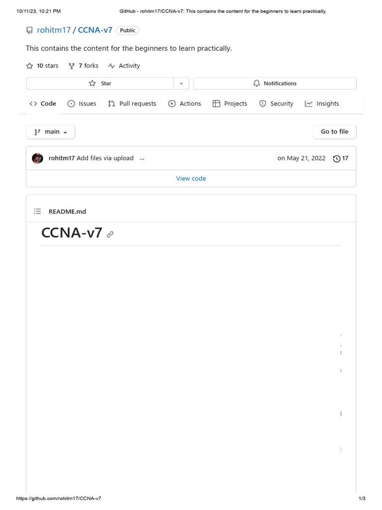 GitHub - Rohitm17 - CCNA-v7 - This Contains The Content For The Beginners To Learn Practically ...