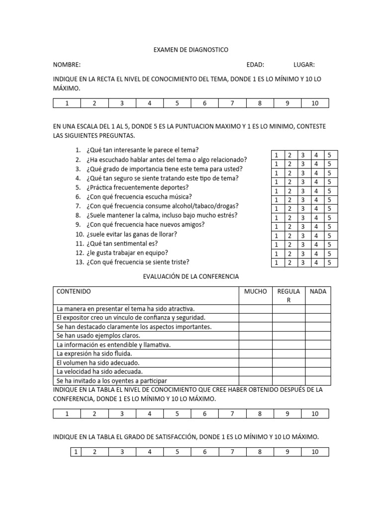 Examen de Diagnostico y Evaluacion | PDF Examen de Diagnostico y Evaluacion | PDF