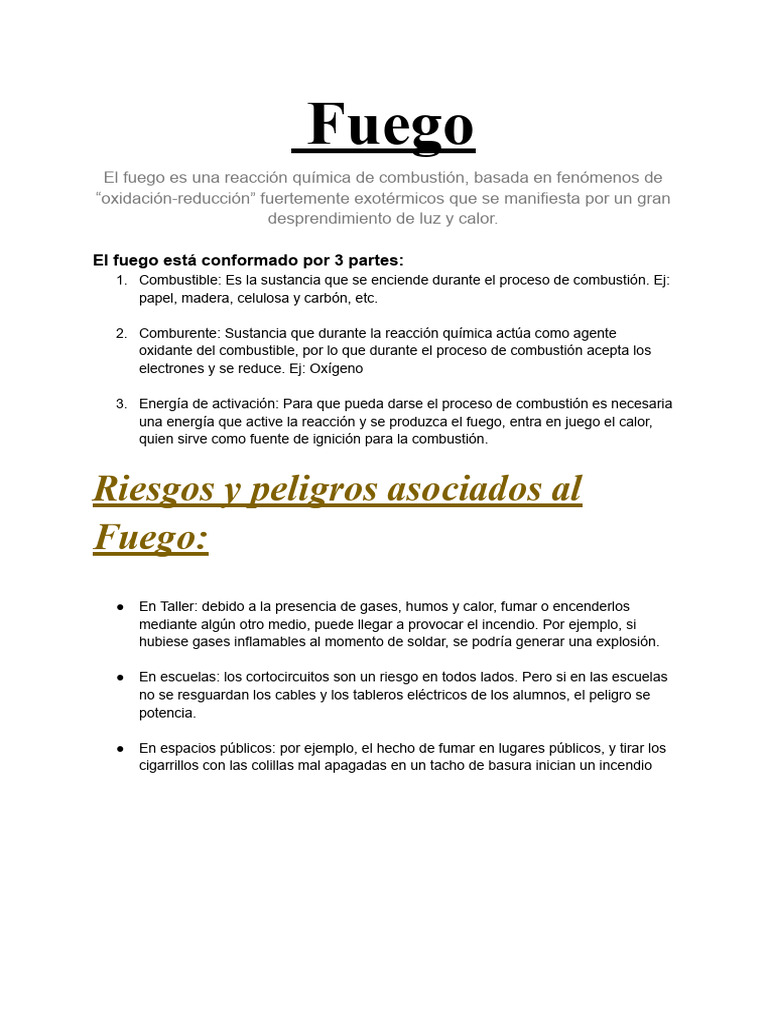 ¿Qué Es El Fuego | PDF | Combustión | Incendios