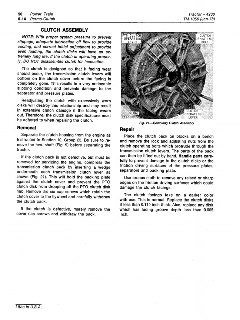 Clutch Adjustment Perma Clutch 4230 | PDF