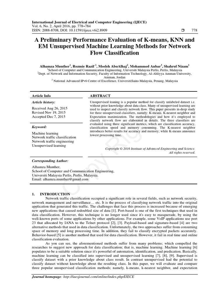 A Preliminary Performance Evaluation of K-Means, KNN and EM ... A Preliminary Performance Evaluation of K-Means, KNN and EM ...