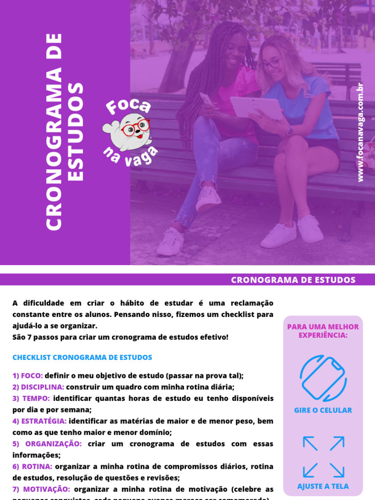 Foca Na Vaga - Ebook Cronograma de Estudos | PDF