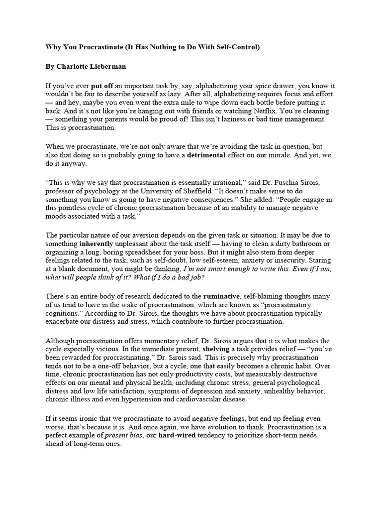 Procrastination | PDF