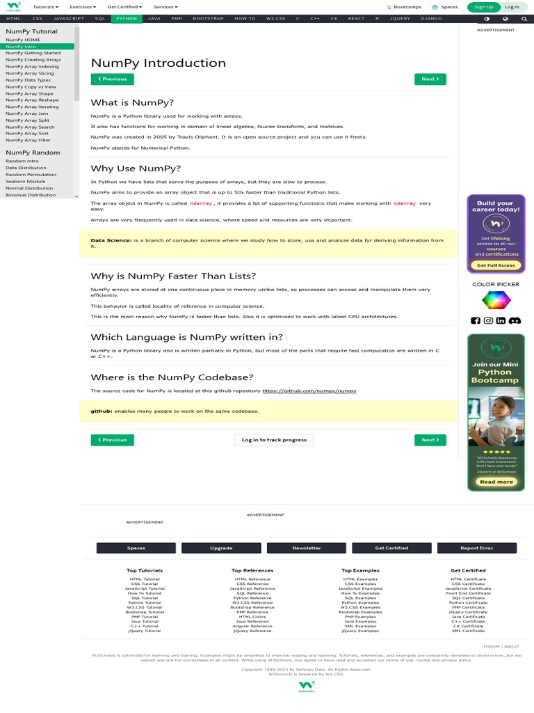 Introduction To NumPy | PDF | Java Script | Matrix (Mathematics)