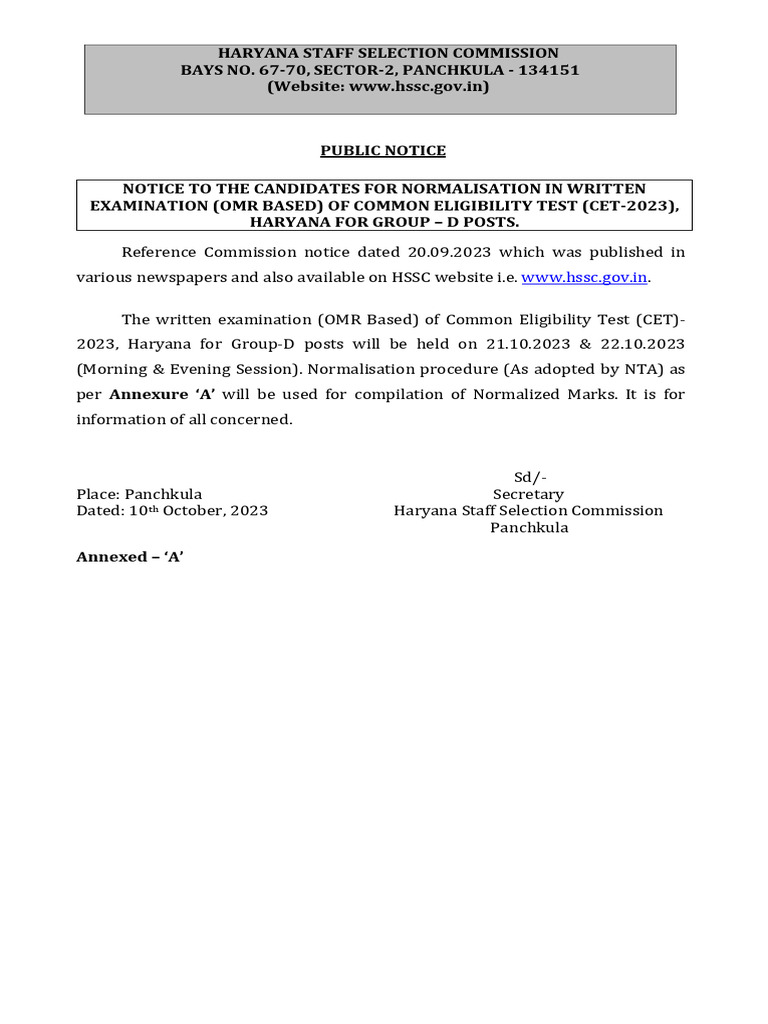 GROUP D Normalization HaryanaJobs - in | PDF