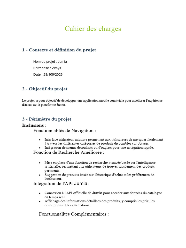 Cahier Des Charges | PDF