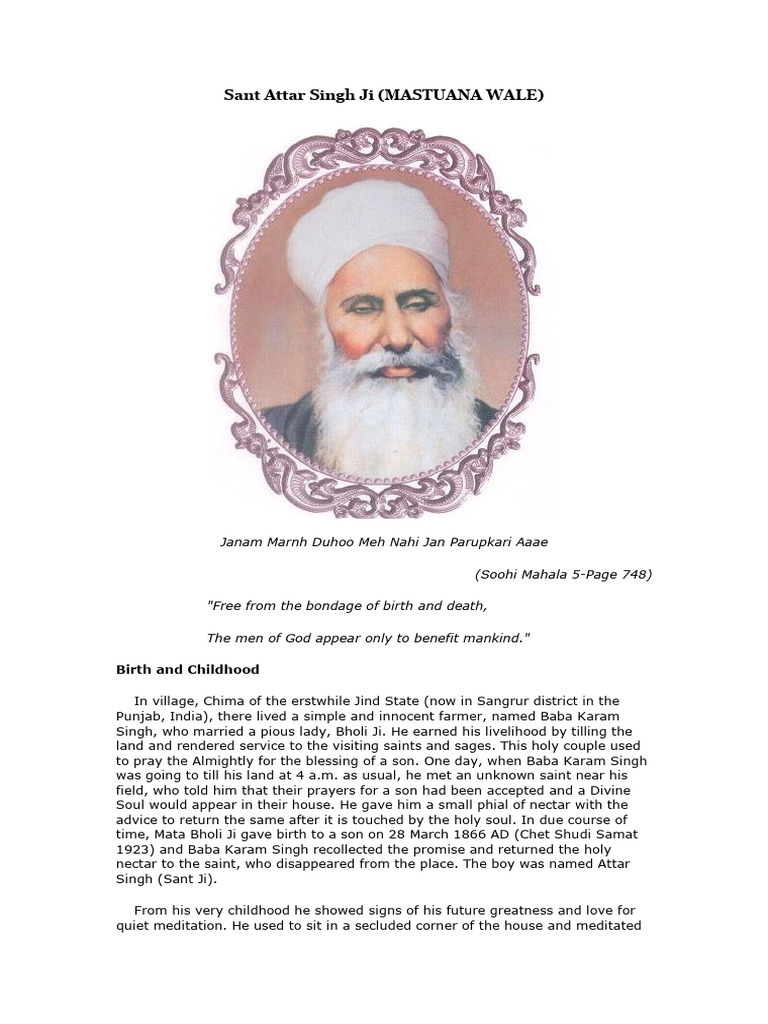 Sant Baba Attar Singh Ji Mastuana Wale | PDF