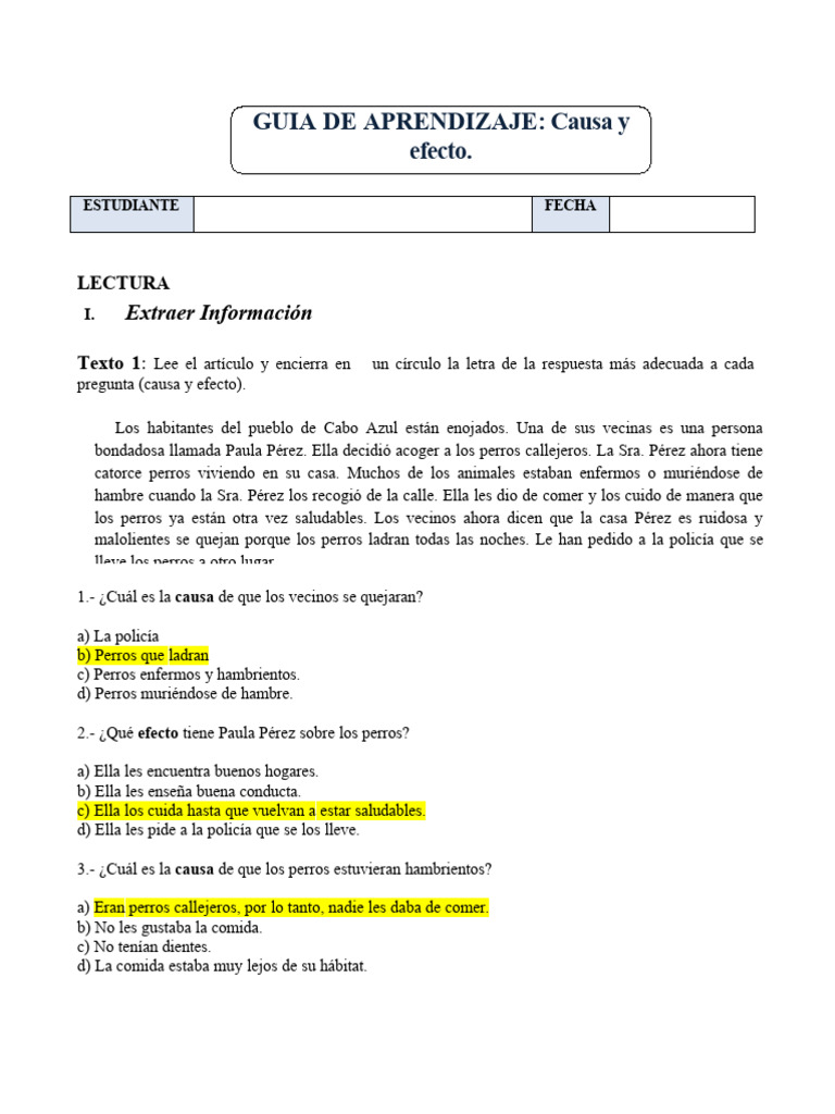Causa y Efecto en Lecturas Escolares | PDF | Seda