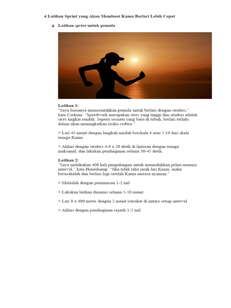 Latihan Sprint untuk Pemula dan Lanjutan | PDF | Kesehatan Holistik