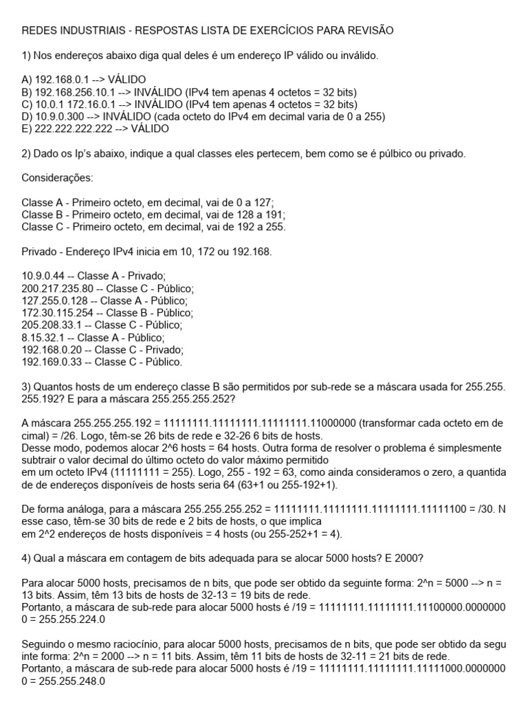Respostas Exercícios de Revisão | PDF | Métodos e Materiais de Ensino